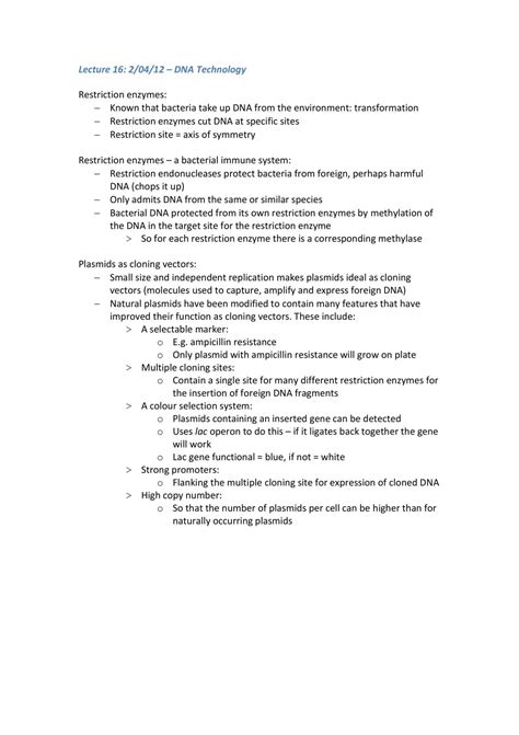 Genes Cells And Evolution Revision Notes Biol1020 Genes Cells