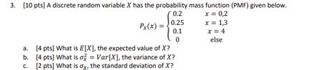 Solved Pts A Discrete Random Variable X Has The Chegg