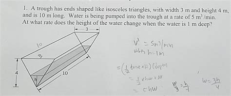 solved i a trough has ends shaped like isosceles triangles