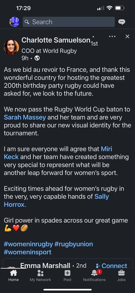 Well Said Charlotte Samuelson Women At World Rugby Making A Magnificent Difference For The