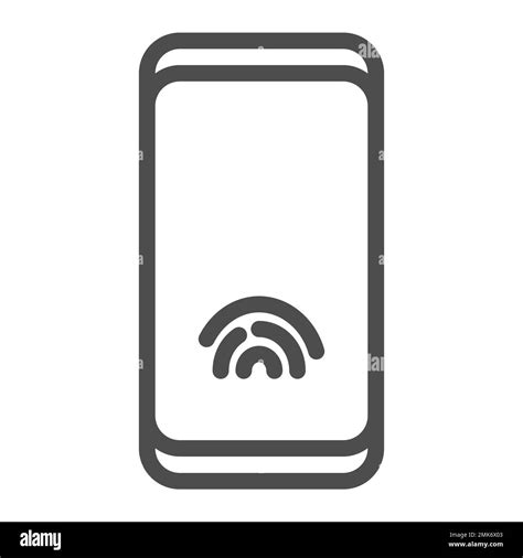 Smartphone With Fingerprint Sensor Line Icon Technology And