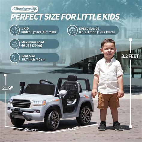 12v 키즈 라이드 트럭 키즈 카 배터리 구동 장난감 전기 원더 트럭 어린이용 트럭 완벽한 자동차 크기 원격 Temu