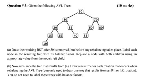 solved question 3 given the following avl tree 10