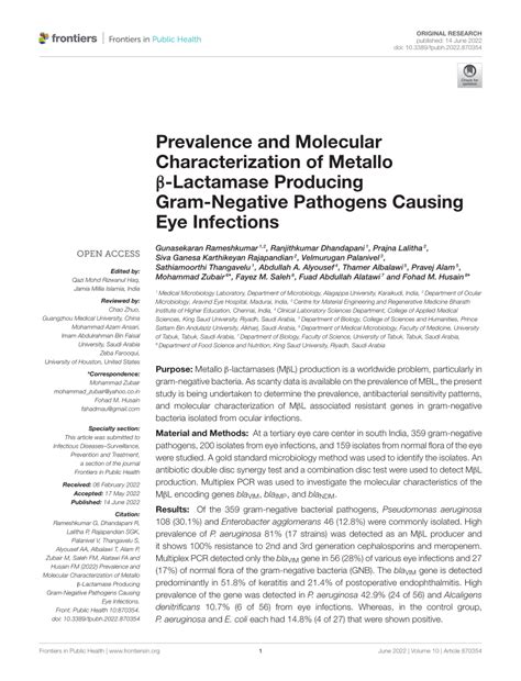 Pdf Prevalence And Molecular Characterization Of Metallo β Lactamase Producing Gram Negative
