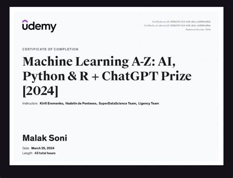 Udemy Machinelearning Artificialintelligence Malak Soni