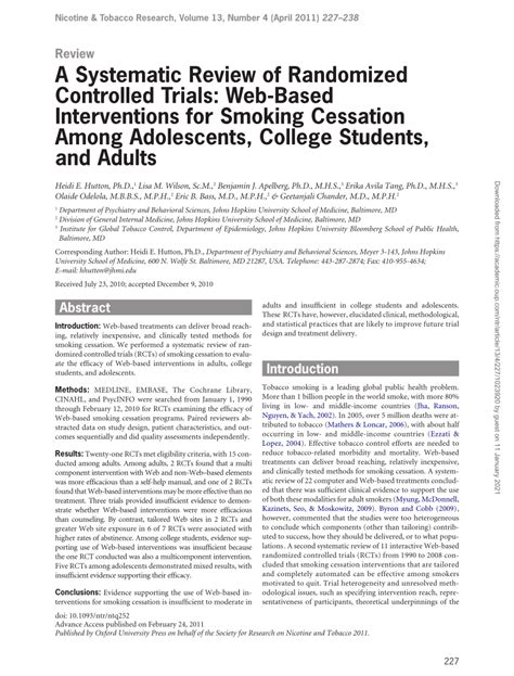 Pdf A Systematic Review Of Randomized Controlled Trials Web Based Interventions For Smoking
