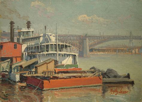 Richard Hayley Lever Paddle Steamer Mark Twain Mississippi River Eads Bridge At St Louis