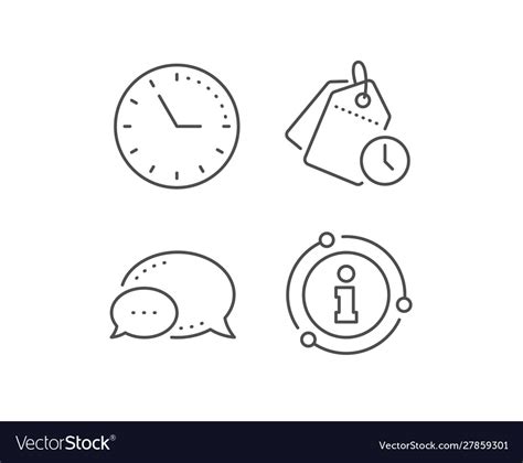 Time Management Line Icon Clock Tags Sign Watch Vector Image