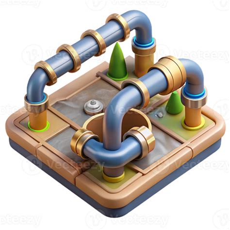 Vibrant Rustic Underground Water Pipe Network Illustration Isolated