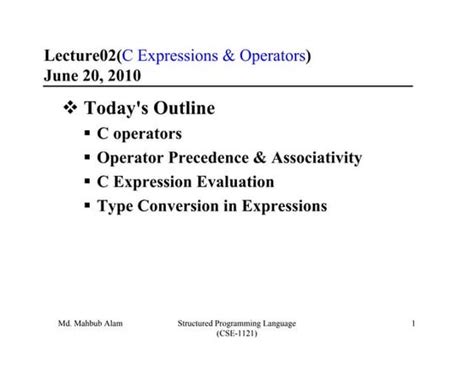 Operator In C Programming Pptx Programming Languages Computing
