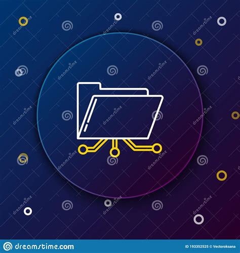 Line Folder And Lock Icon Isolated On Blue Background Cyber Defense Security Safety