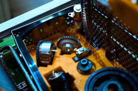 Various Parts For Assembly During The Assembly Of An Automobile Engine A Variety Of Pulleys