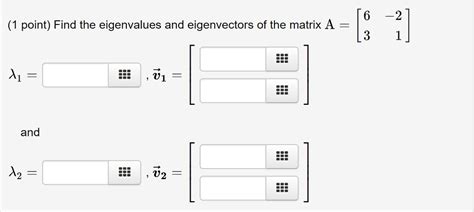 Solved 1 Point Find The Eigenvalues And Eigenvectors Of