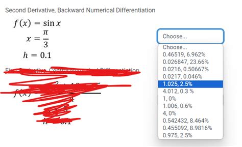 Solved Second Derivative Backward Numerical