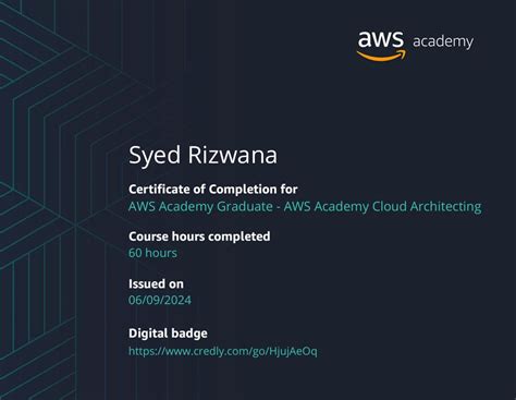 syed rizwana on linkedin aws cloudarchitecting certification