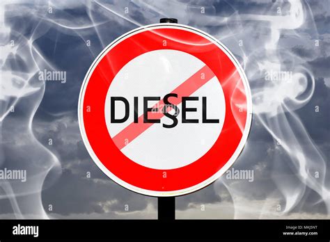 Sign lettering with strikethrough diesel, diesel driving ban, Schild ...