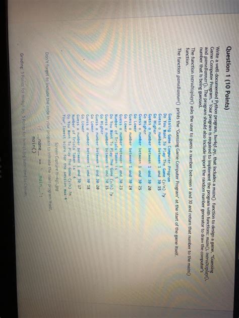 Solved Question 1 10 Points Write A Well Documented Python