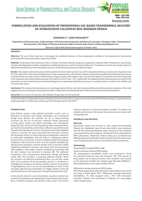 Pdf Formulation And Evaluation Of Proniosomal Gel Based Transdermal Delivery Of Atorvastatin