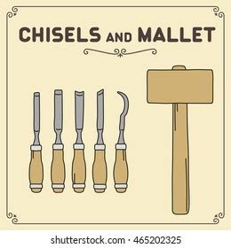 Set Isolated Chisels Mallet Stock Vector Royalty Free 465202325 Shutterstock