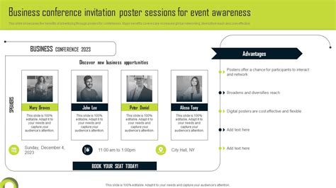 Business Conference Invitation Poster Sessions For Event Awareness Ppt