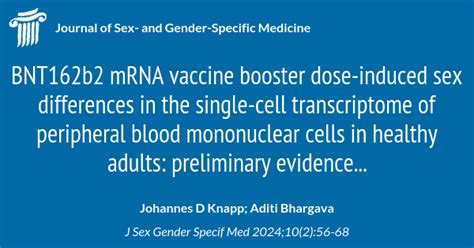 Bnt162b2 Mrna Vaccine Booster Dose Induced Sex Differences In The