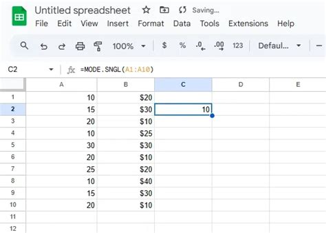 Google Sheets MODE Function Find The Most Frequent Value GeeksforGeeks