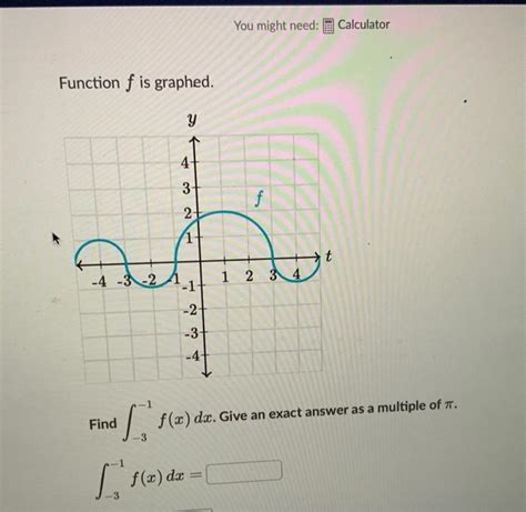 solved function f is graphed find ∫−3−1f x dx give an