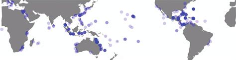 Locations Where Data Already Released In The Coral Trait Database Were