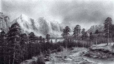 Mountain Landscape Pencil Drawing