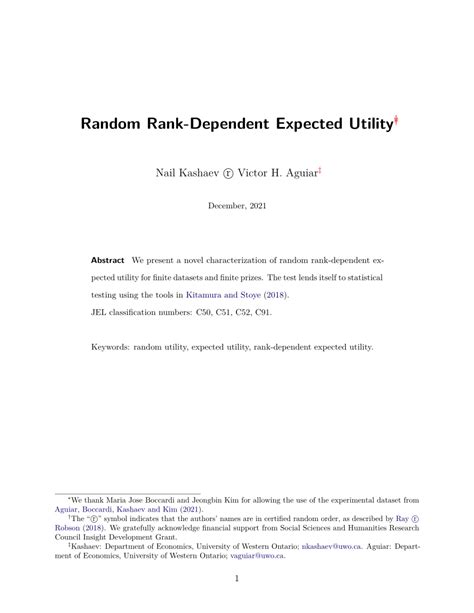 Pdf Random Rank Dependent Expected Utility