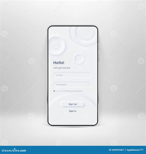 Neumorphic Ui Kit On Smartphone Screen Login And Registration Form On