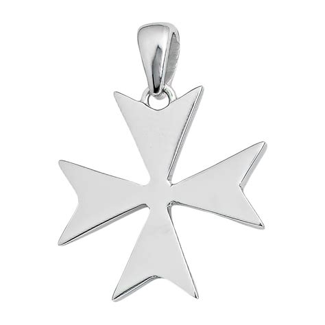 (CR425) Rhodium Plated Sterling Silver Cross Pendant - TJD Silver