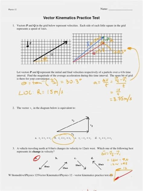 Two Dimensional Motion And Vectors Worksheet Answers Printable Word Searches