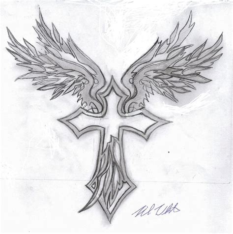 Cross With Wings Drawing At PaintingValley Com Explore Collection Of Cross With Wings Drawing