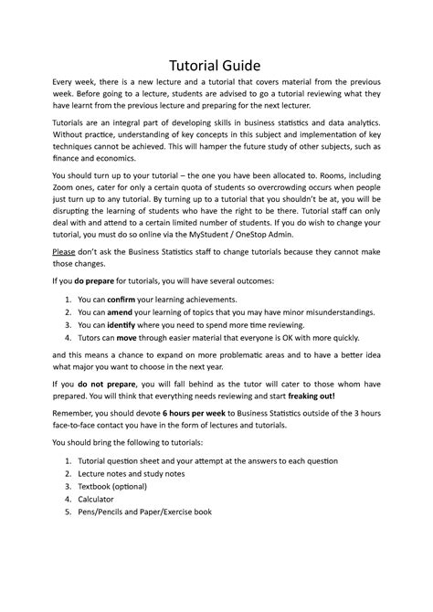 t4 in week 5 week 5 tutorial 4 summary tutorial guide every week