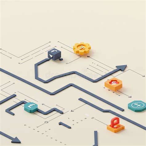 Colorful 3d Schematic Diagram Features Interconnected Pathways And Gear Like And Stock