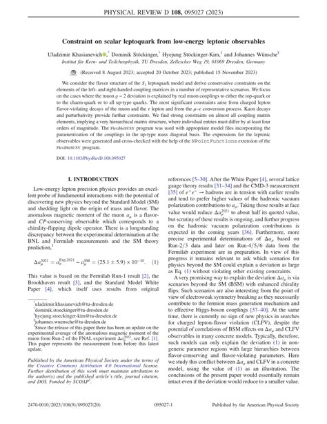 Pdf Constraint On Scalar Leptoquark From Low Energy Leptonic Observables