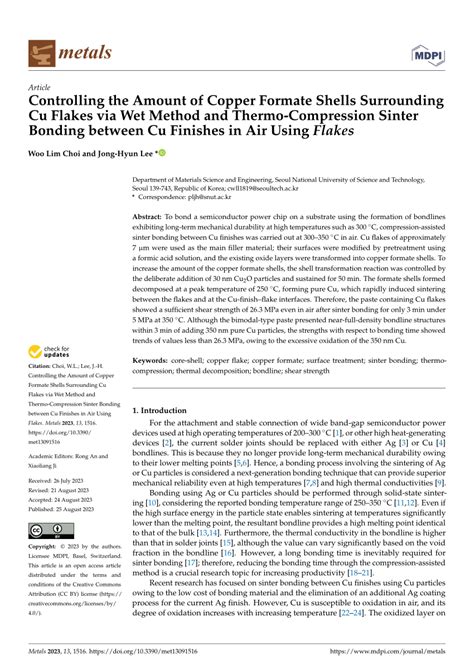 Pdf Controlling The Amount Of Copper Formate Shells Surrounding Cu
