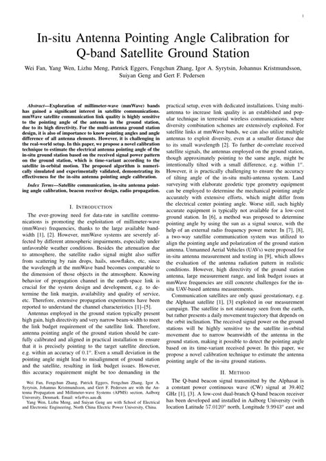Pdf In Situ Antenna Pointing Angle Calibration For Q Band Satellite
