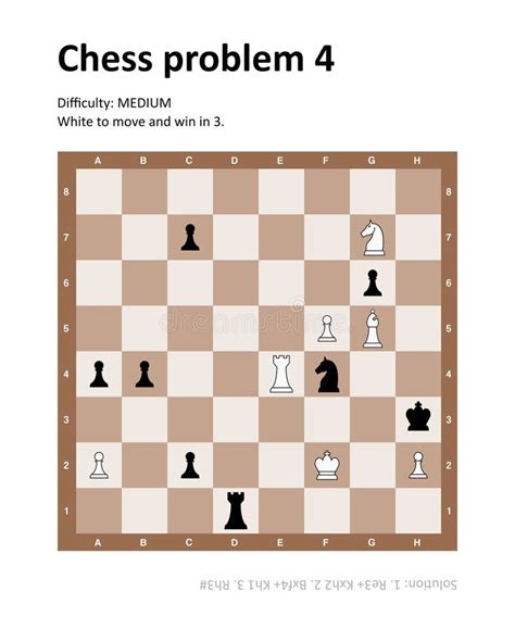 Chess Problem Illustration With Solution Stock Vector Illustration Of
