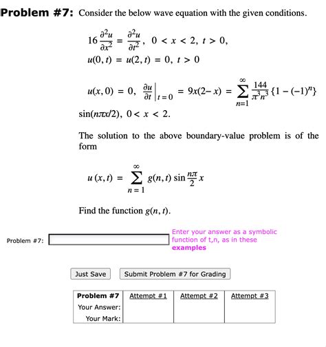 Solved Problem Consider The Below Wave Equation With Chegg