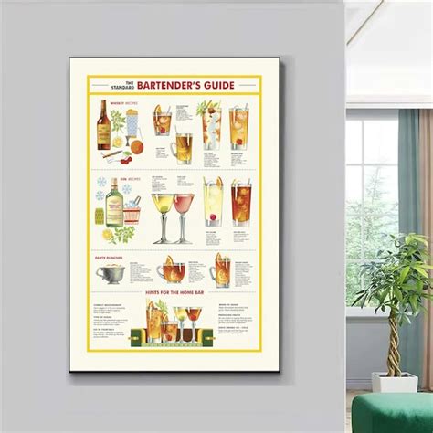 Bartender Knowledge Poster The Standard Bartenders Guide Etsy