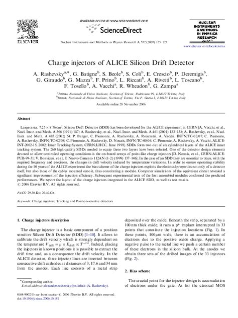 Pdf Charge Injectors Of Alice Silicon Drift Detector