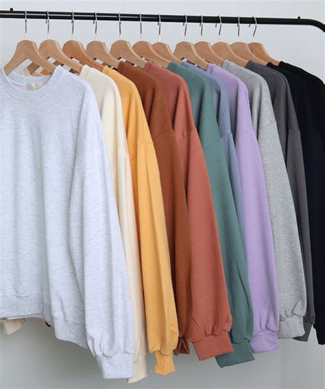 첫 구매 990원 12컬러 공용 오버핏 무지 벌룬 맨투맨 에이블리