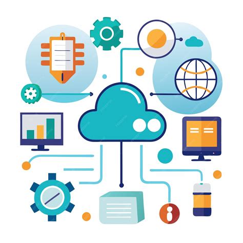 Cloud Computing Network With Connected Devices Premium Ai Generated Vector