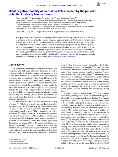 pdf giant negative mobility of inertial particles caused by the