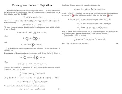 Kolmogorov Forward Pdf Markov Chain Differential Equations