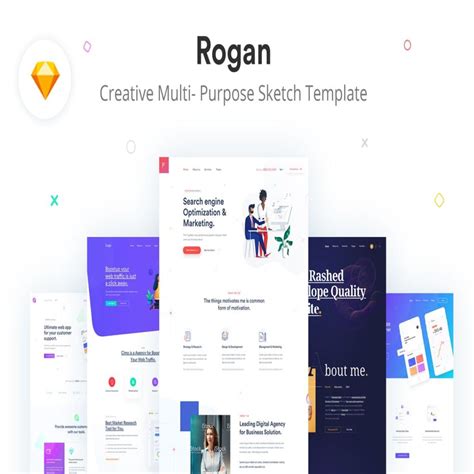 多用途创意设计商业网站设计sketch模板 Rogan Creative Multi Purpose Sketch Template 设计素材分享 一流设计网