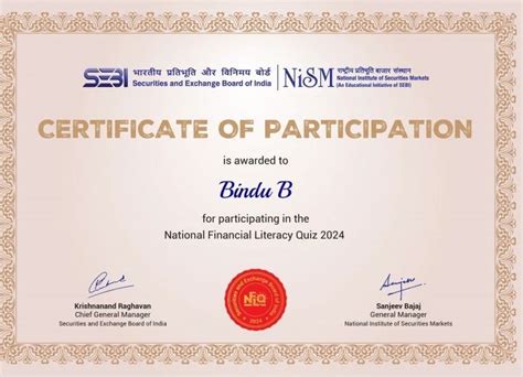 Bindu B On Linkedin Financialliteracy Nismquiz2024