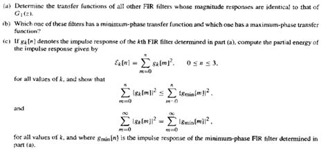 solved a third order fir filter has a transfer function g 1 z